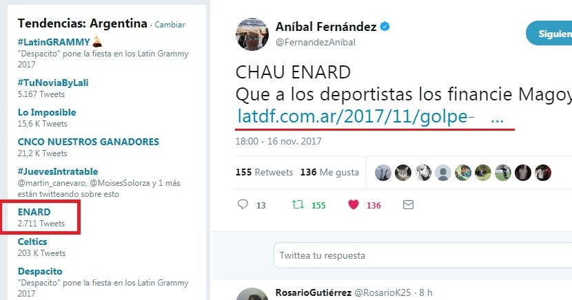 ENARD: Artículo del Portal La TDF fue Tendencia en Twitter Argentina ...