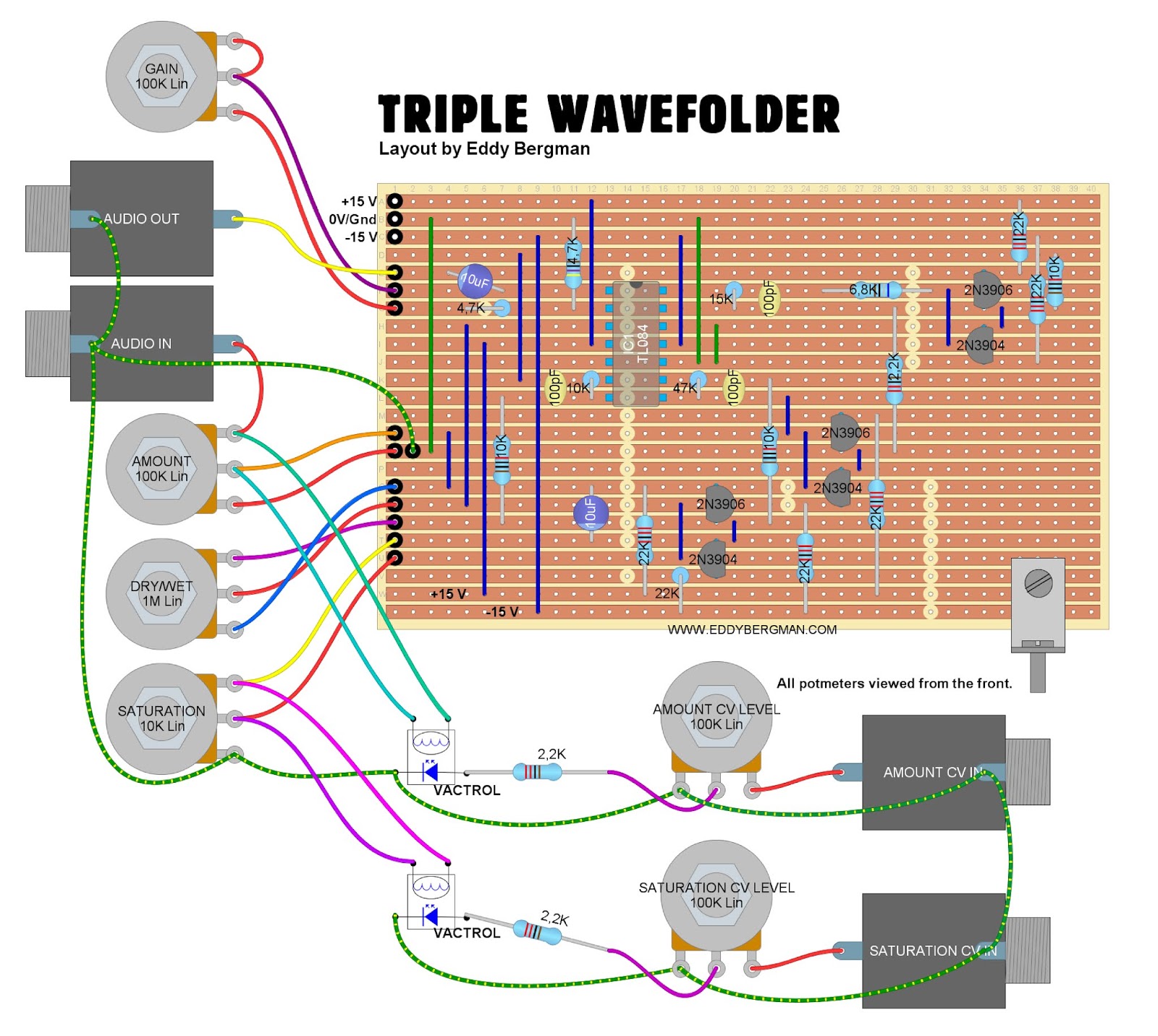 Eddy Bergman.com: Synthesizer Build part-34: TRIPLE WAVEFOLDER.