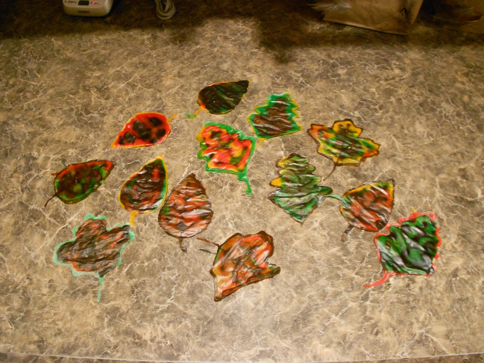 Almost Unschoolers: Fall Leaf Glue Window Clings