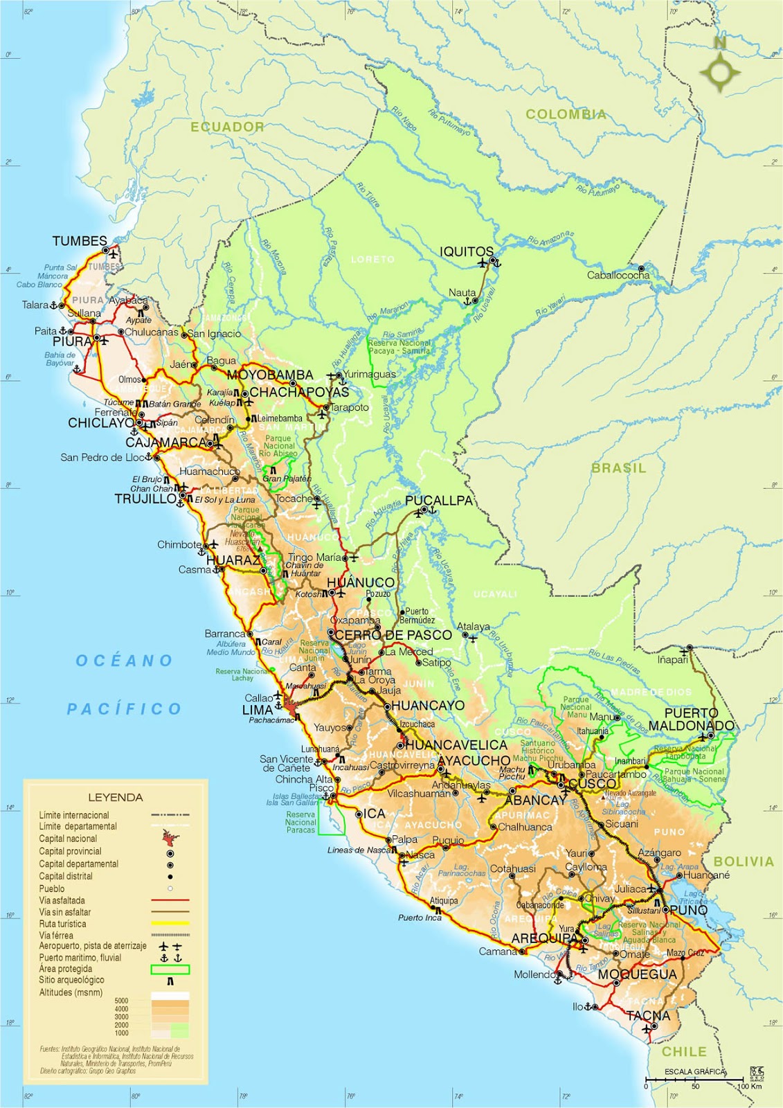 Mapas de Perú: Mapa ríos de Perú