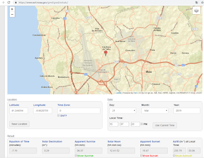 Espaço: NOAA Solar Calculator