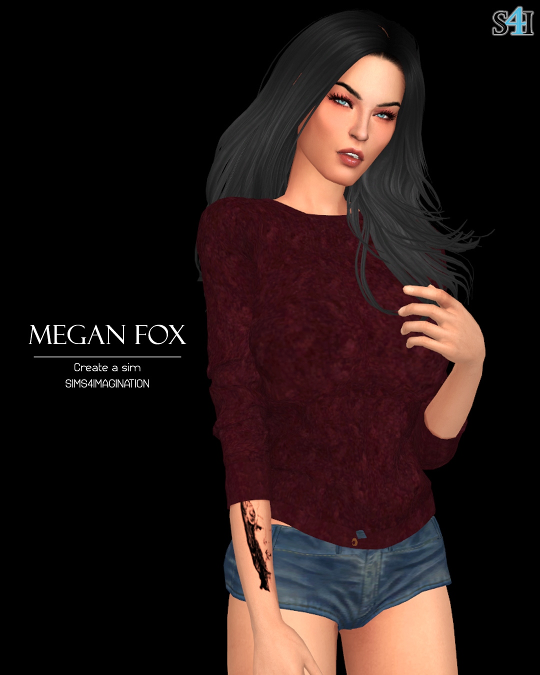 Sims 4 CAS: Megan Fox (Remastered) - Imagination Sims 4 CAS