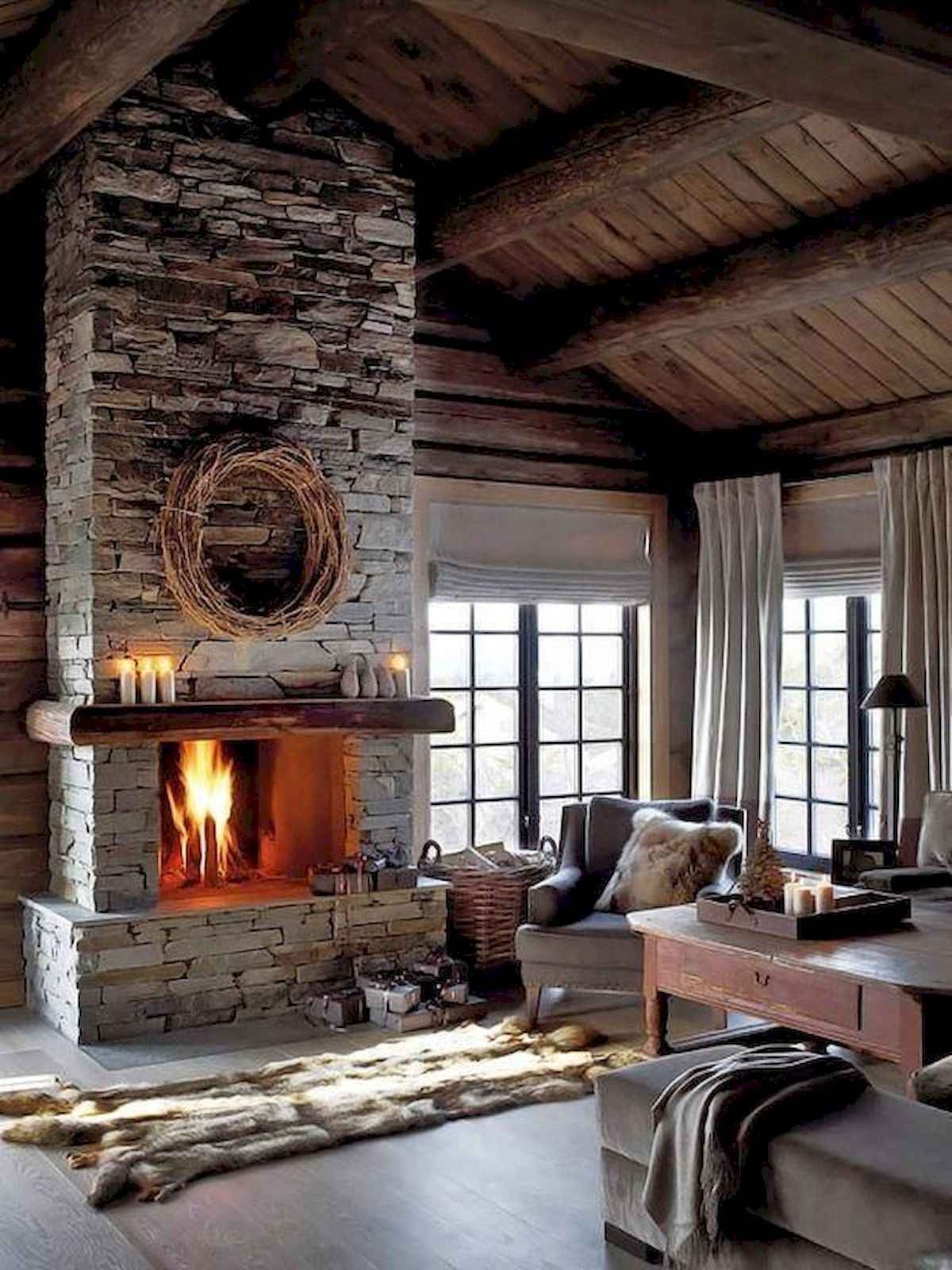 50 Exotic Traditional Fireplace Cabin To Create A Romantic Atmosphere ...