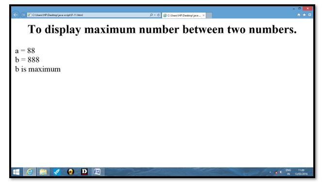 To display maximum number between two numbers.