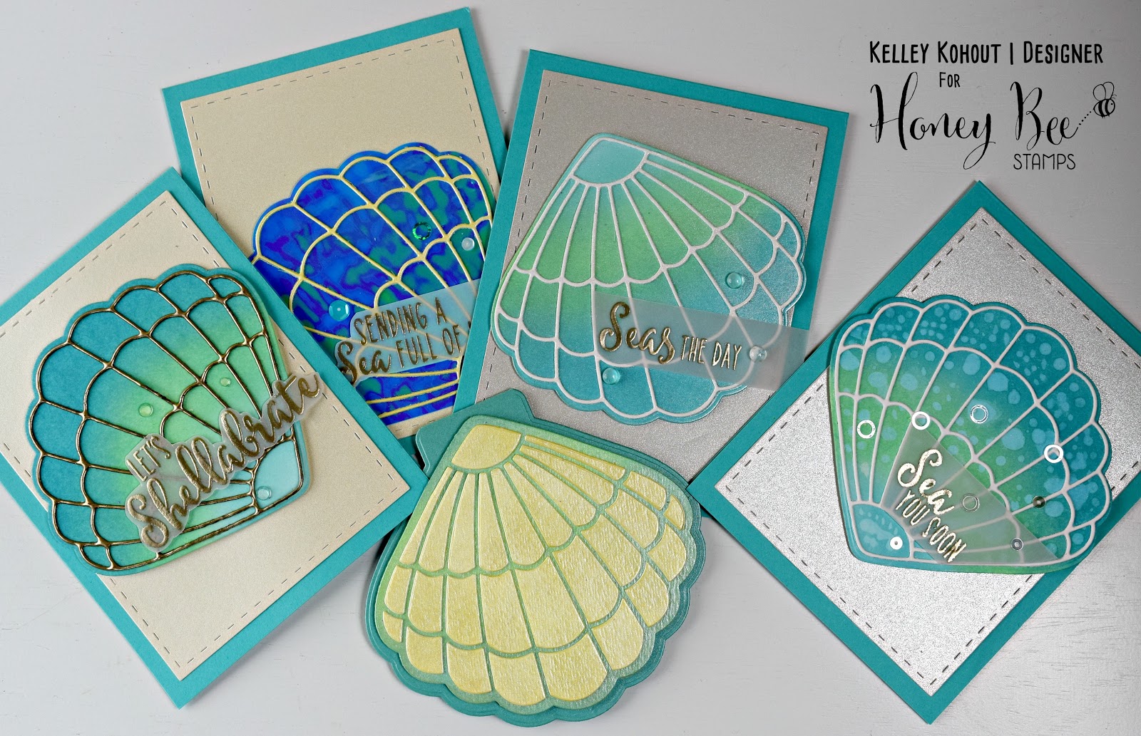 INKohouts Design: Sea Shell Card Dies from Honey Bee Stamps