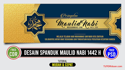 Desain Spanduk Maulid Nabi 1442 H (Free CDR & Free PSD) - TUTORiduan.com