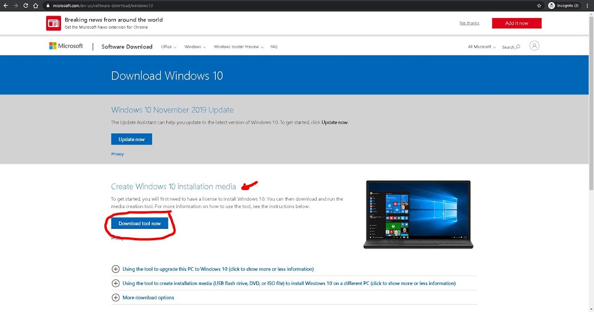 How to create a bootable media in Windows 10