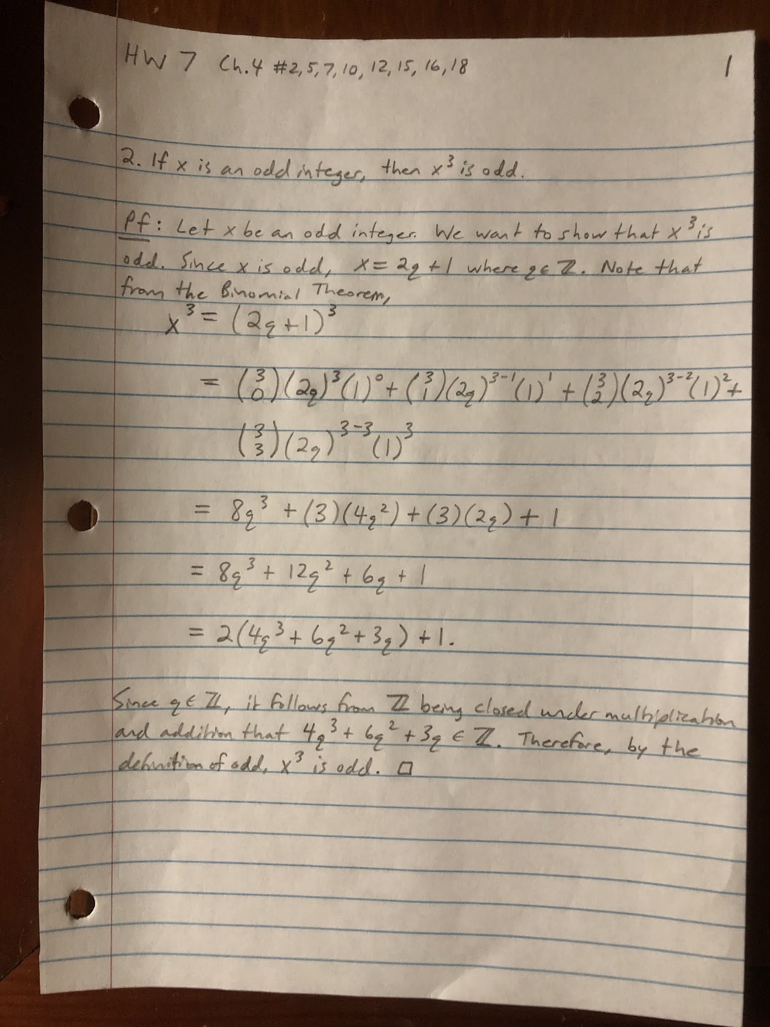 Professor Frank’s Math Blog: MAT 211 HW 7