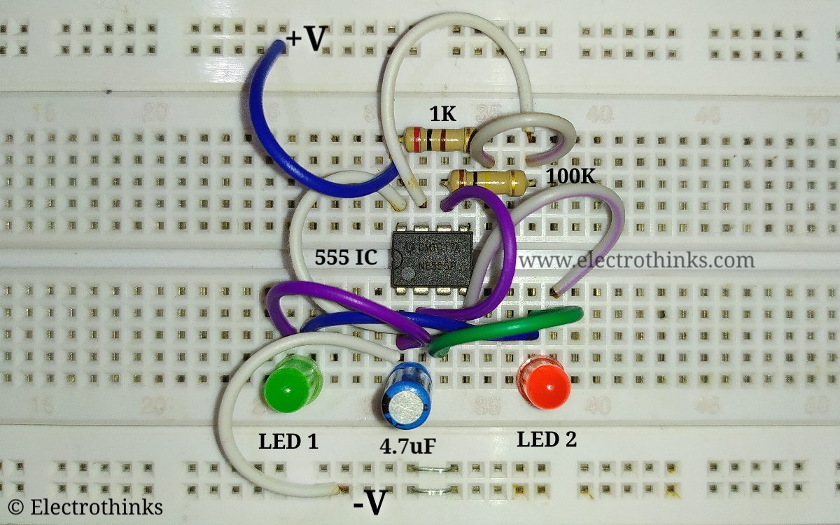 LED Flip Flop with 555 Timer - Electrothinks