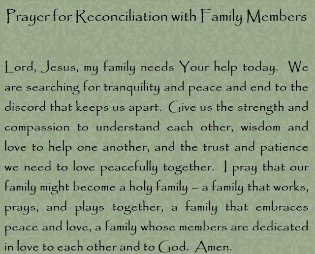 Prayer for Reconciliation with Family Members submitted by Irene Ortiz