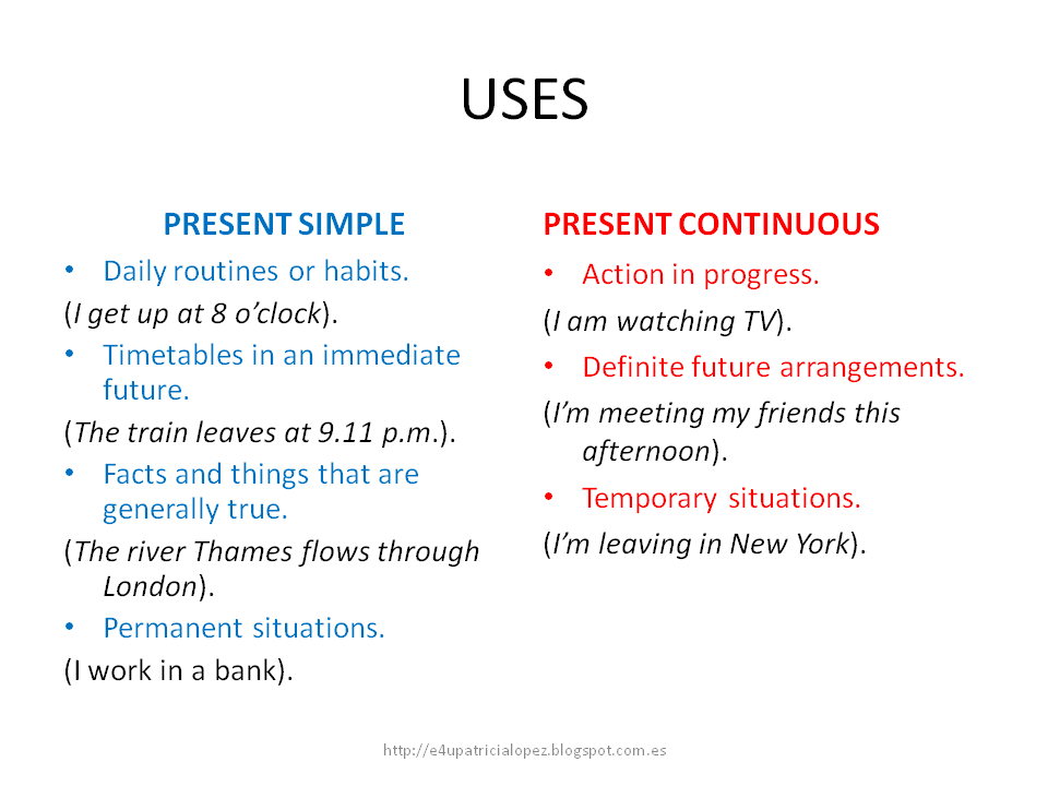 Present Simple VS Present Continuous