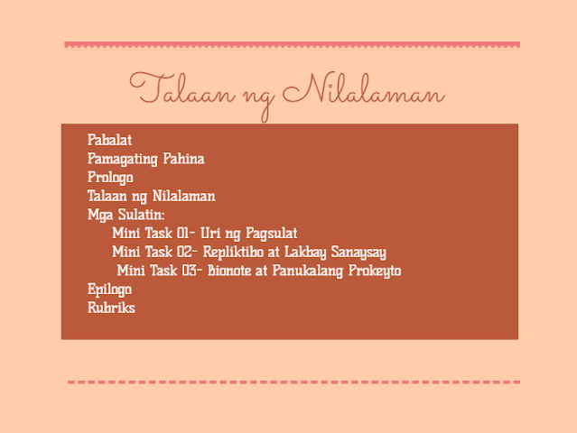 TALAAN NG NILALAMAN