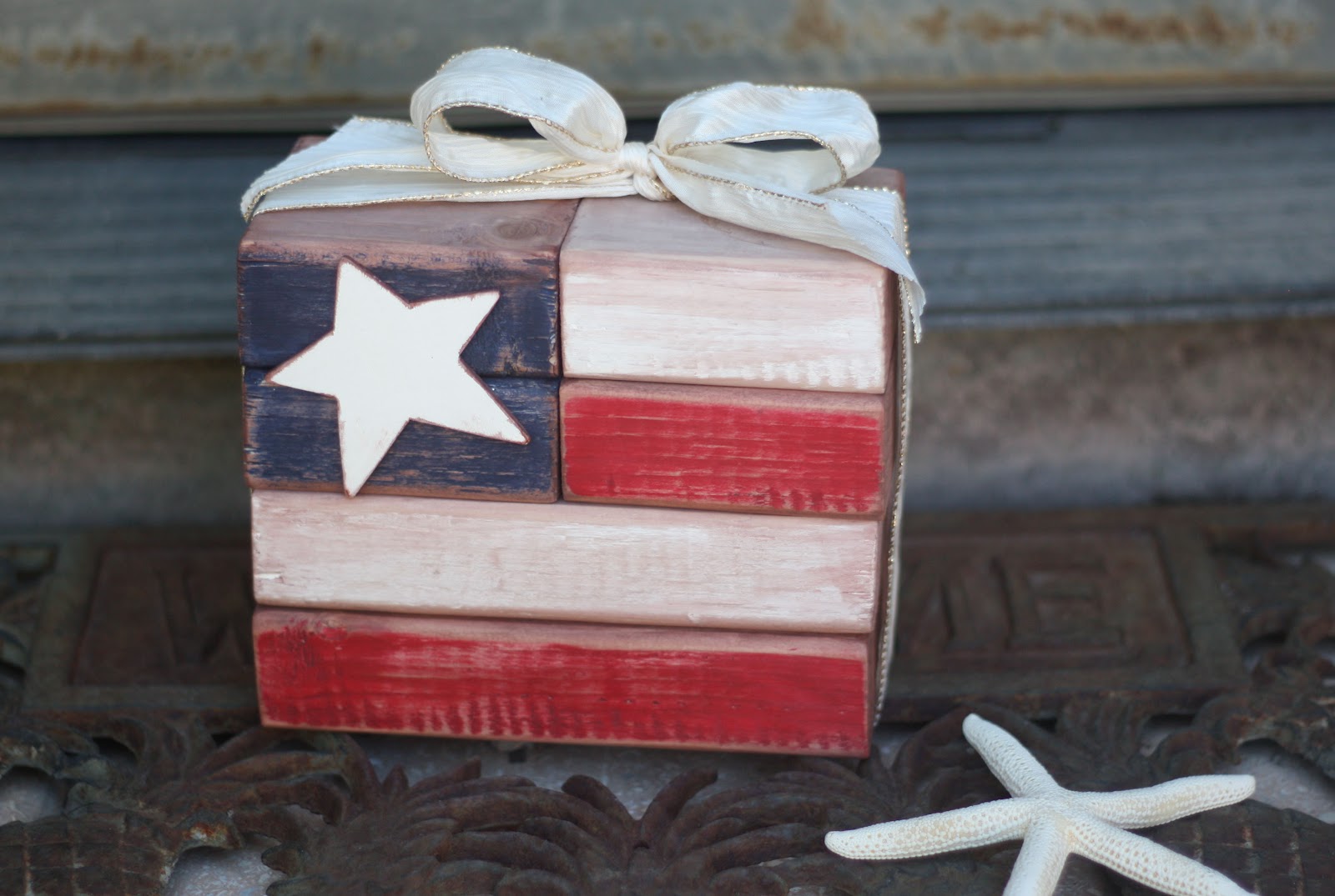 Periwinkle--Good Times!: 4th of July Wooden Block Flag