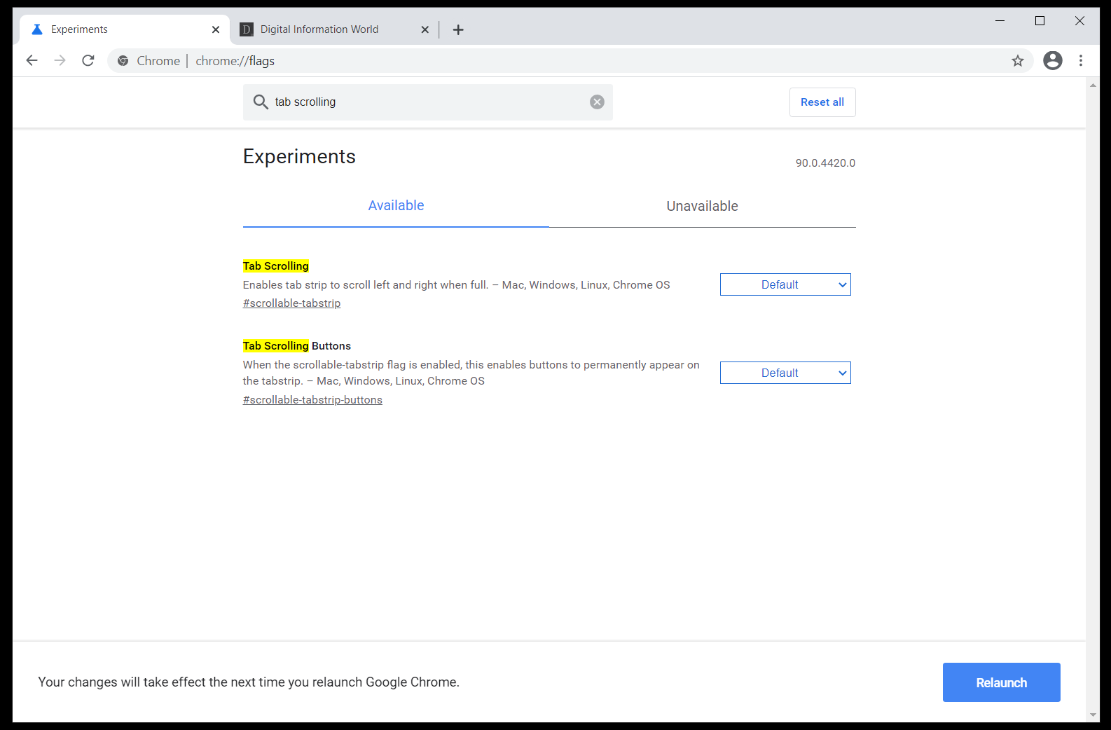 Google is experimenting with new Tabs widths and size options in the new tab scrolling feature ...