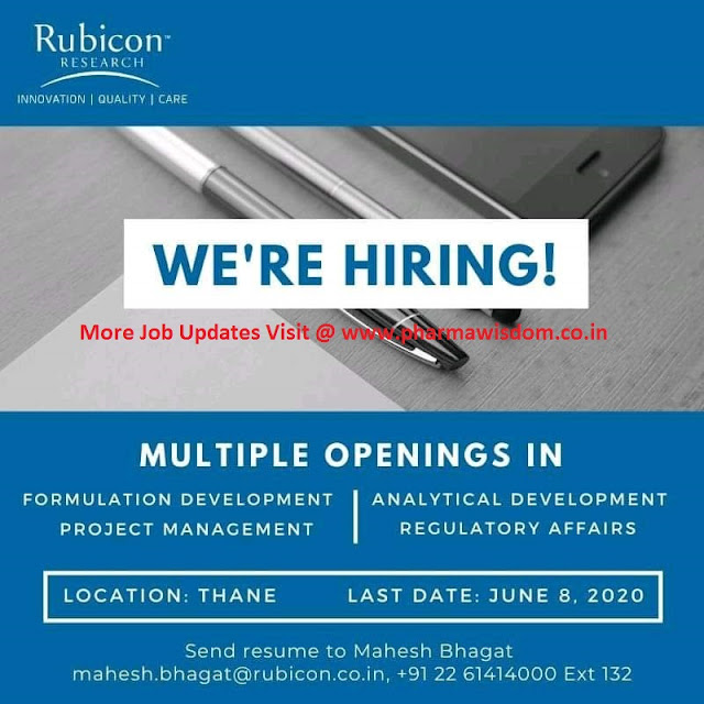 Multiple Openings in Formulation Development / Analytical Development ...