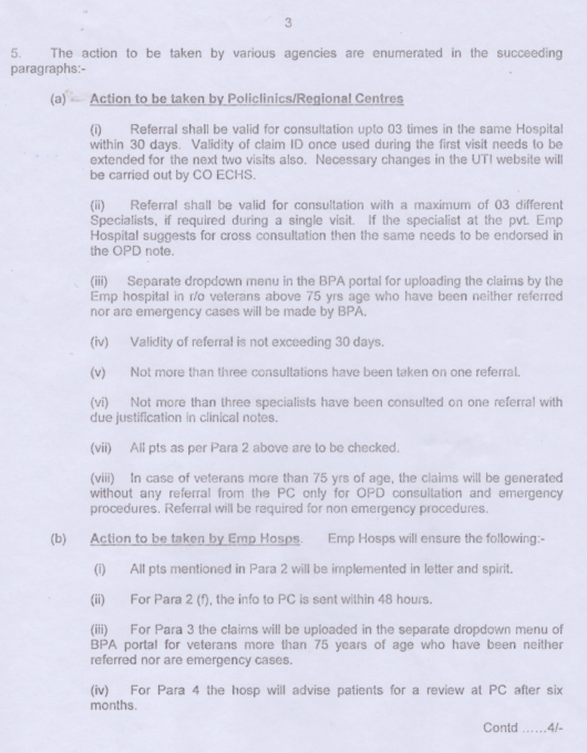 REVISION OF GUIDELINES FOR ECHS REFERRAL