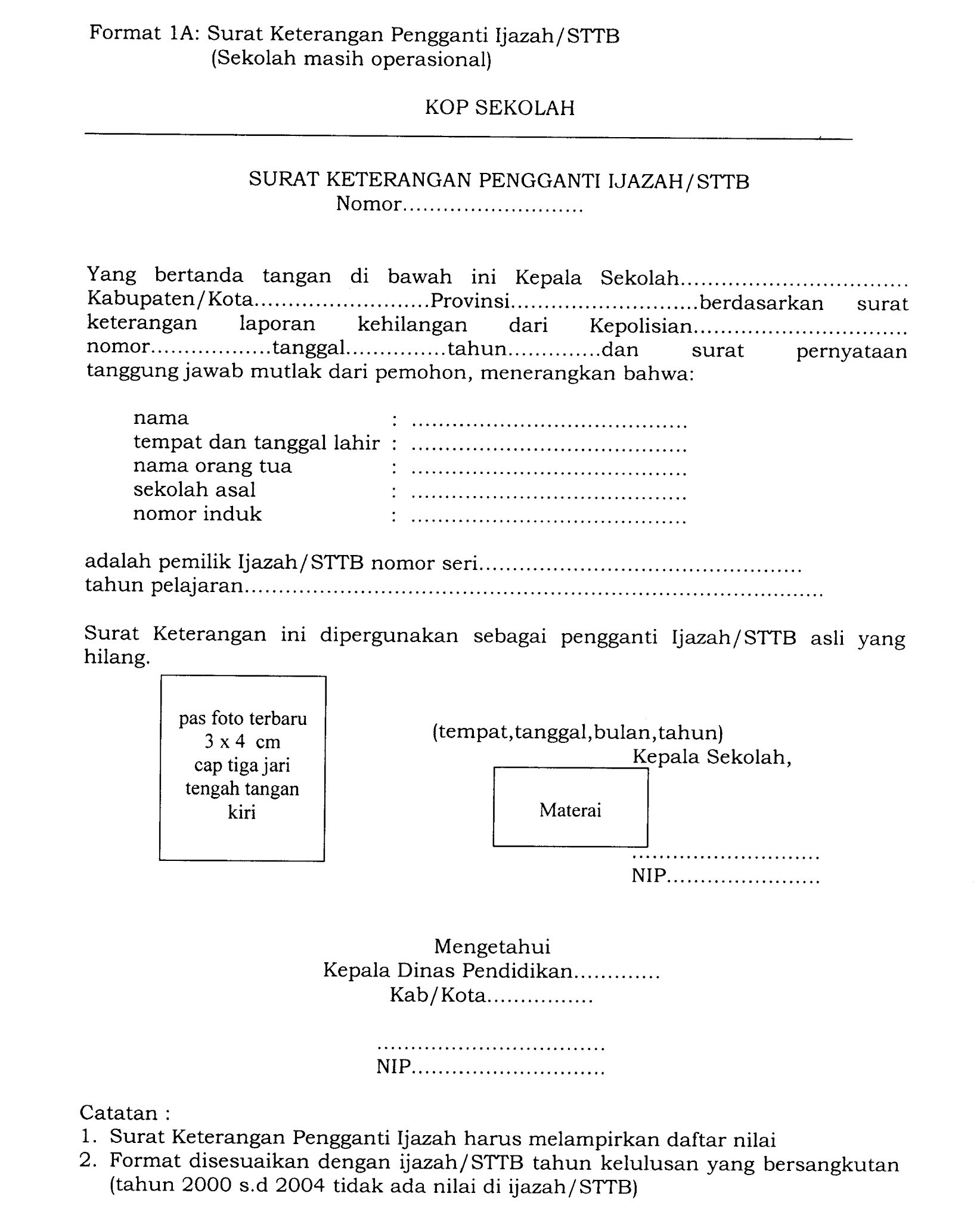 Format Surat Keterangan Pengganti Ijazah/STTB Berdasarkan Permendikbud ...