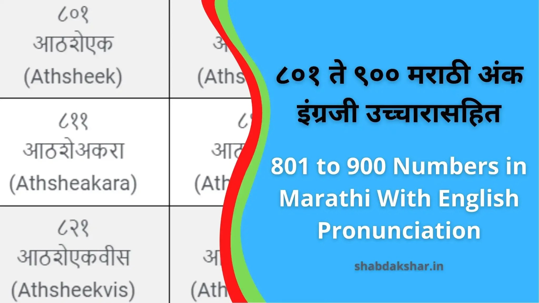  801 To 900 Numbers In