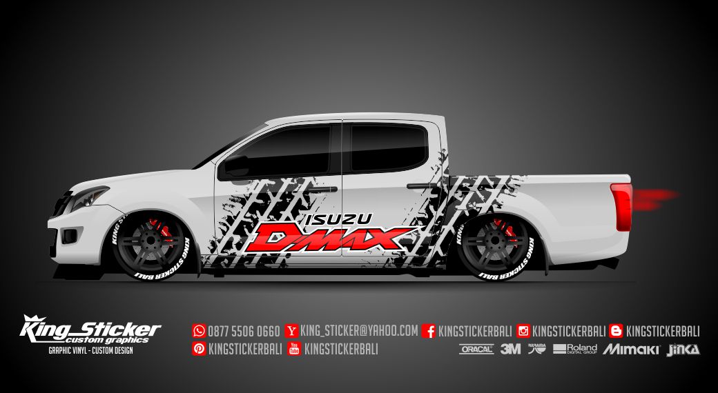 STICKER MOBIL ISUZU D MAX TIRE GRUNGE RACING | King Sticker bali