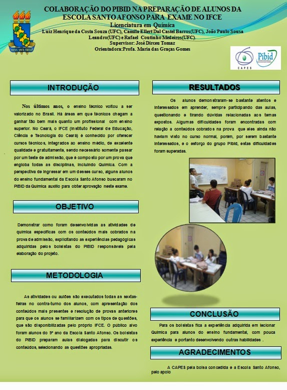 PIBID QUÍMICA UFC: Banner aula preparatório IFCE
