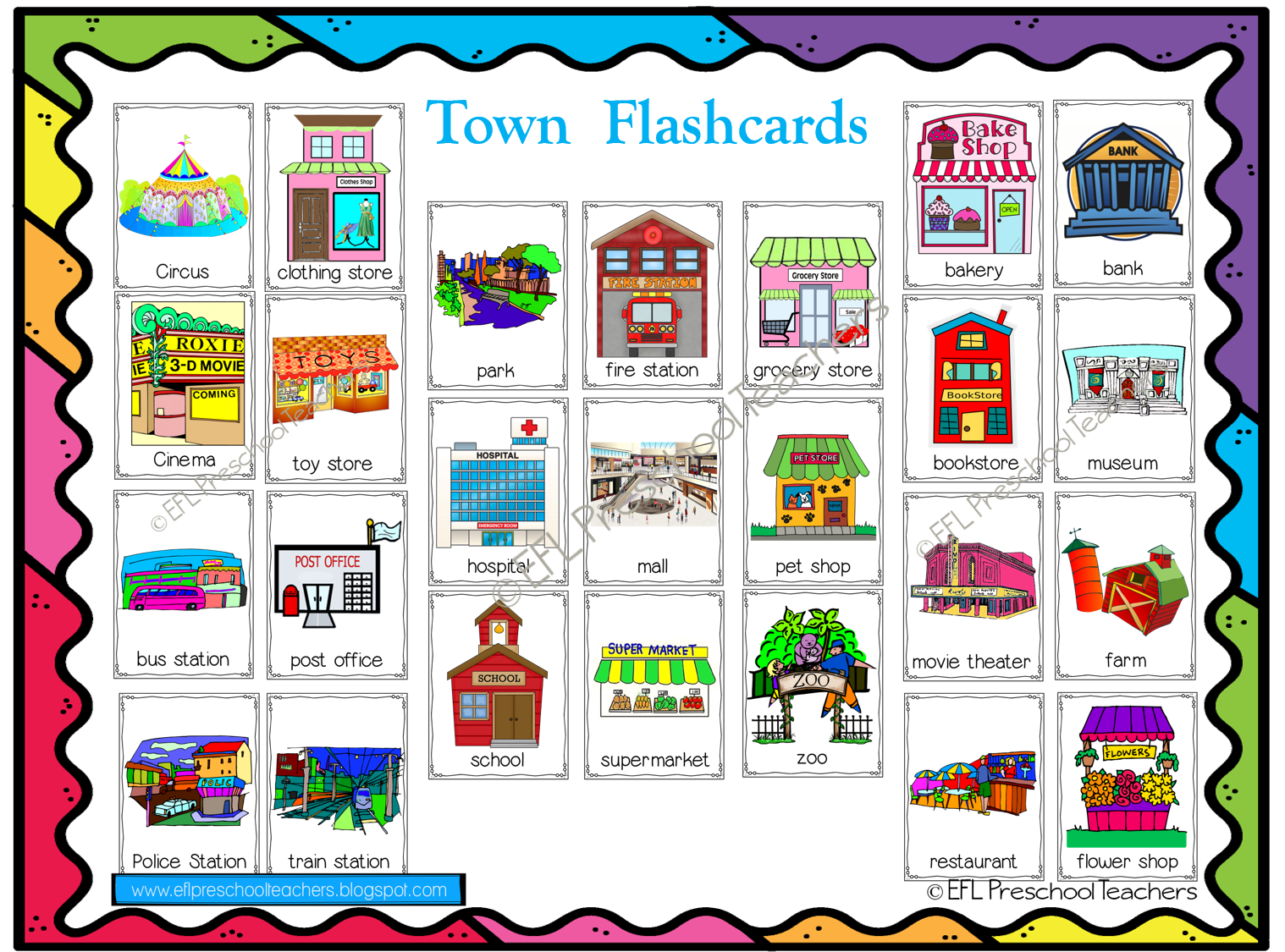 ESL/EFL Preschool Teachers: Town Theme for Preschool ELA