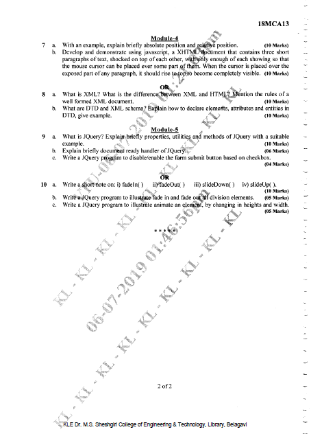 Visvesvaraya Technological University MCA. (CBCS) First Semester ...