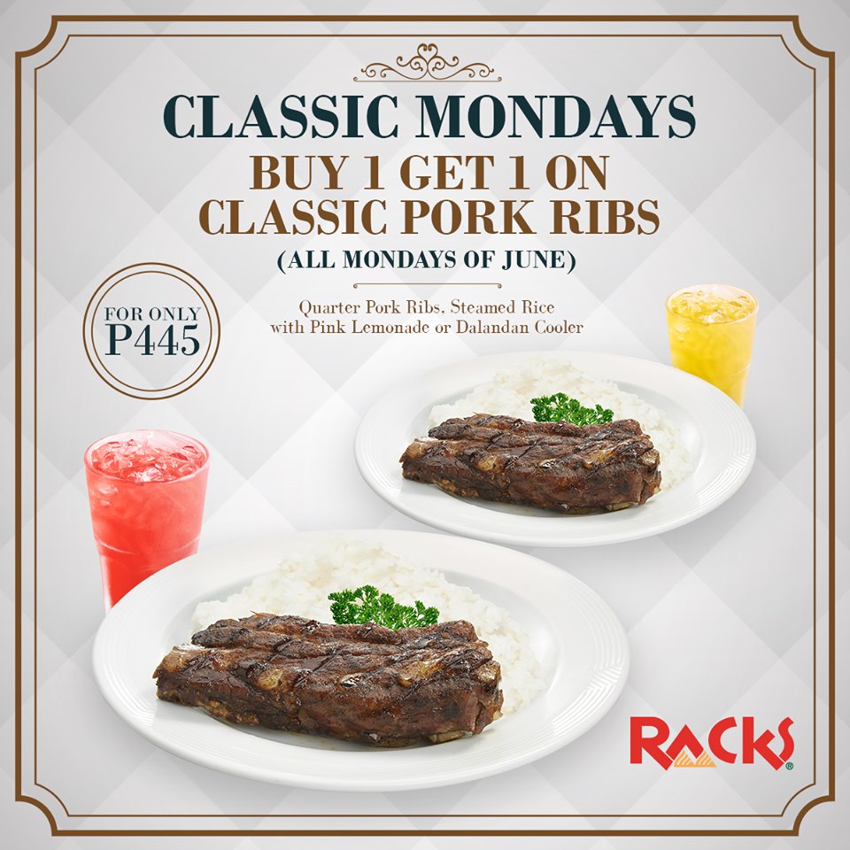 Manila Shopper: Racks Classic Mondays Buy1 Get1 Promo: June 2019