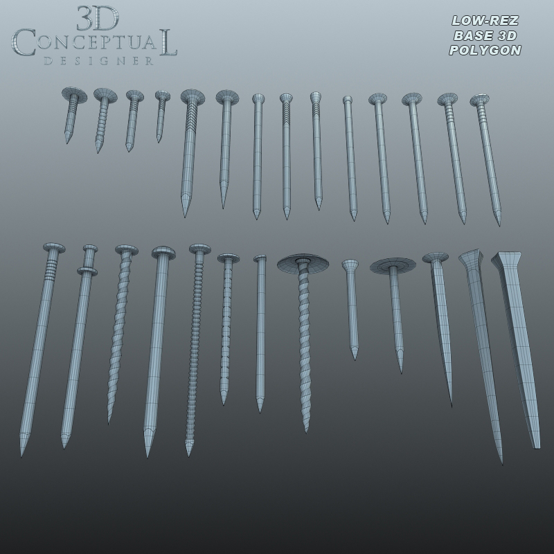 3DconceptualdesignerBlog: 3D Model Sales:Part XI-Hardware Nail Set 1