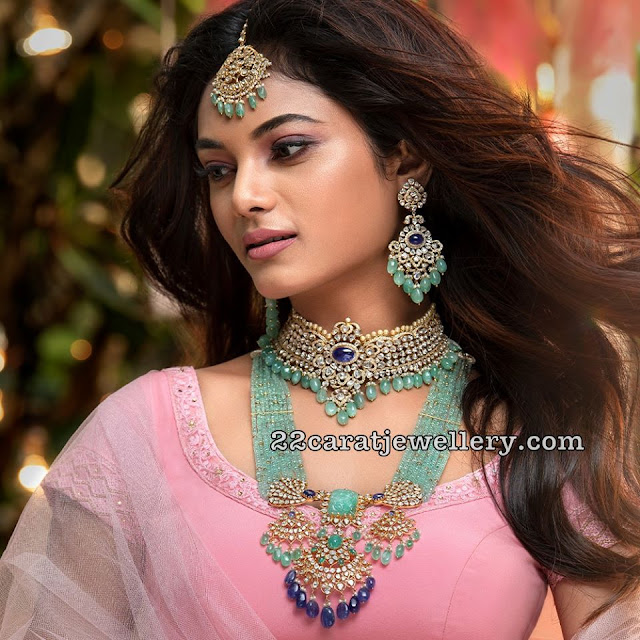 Emerald Polki Diamond Set by PMJ - Jewellery Designs