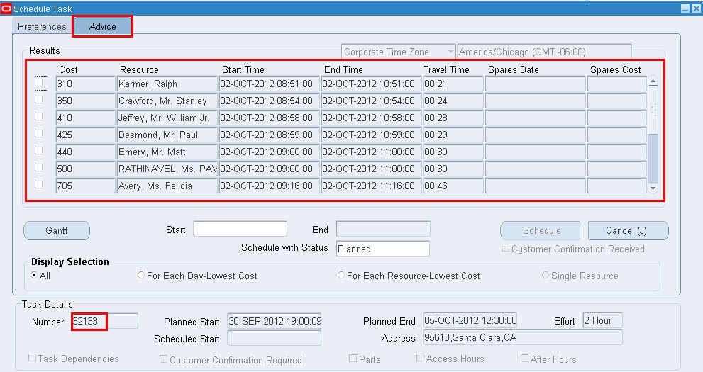 Oracle Applications Functional Scheduling A Task That Requires Skill