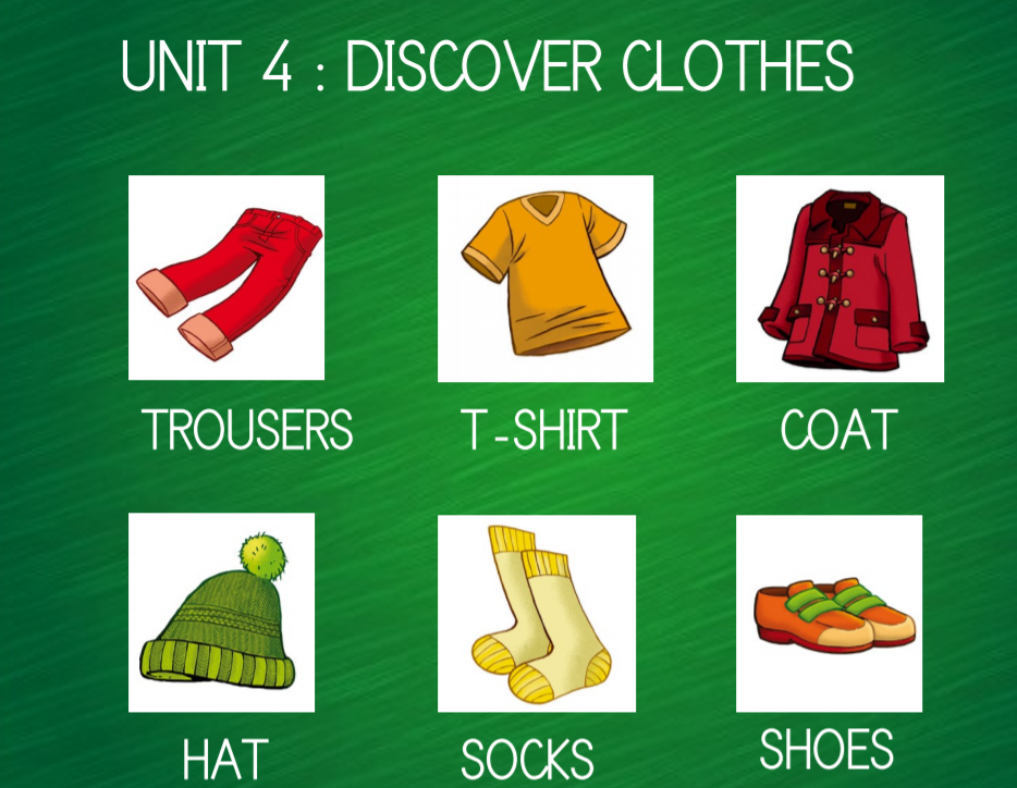 Carmelitas English: UNIT 4 : DISCOVER CLOTHES - 4 YEARS OLD