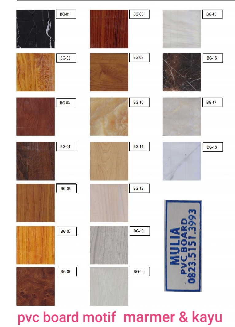 MULIA PAPAN PVC BOARD : JUAL PVC MARMER & KAYU