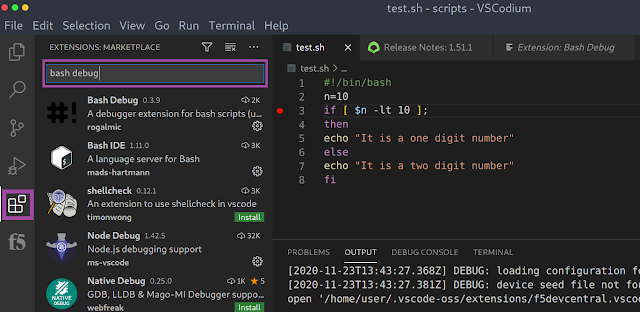 Now go grab bashdb for debugging bash on Visual Studio Code