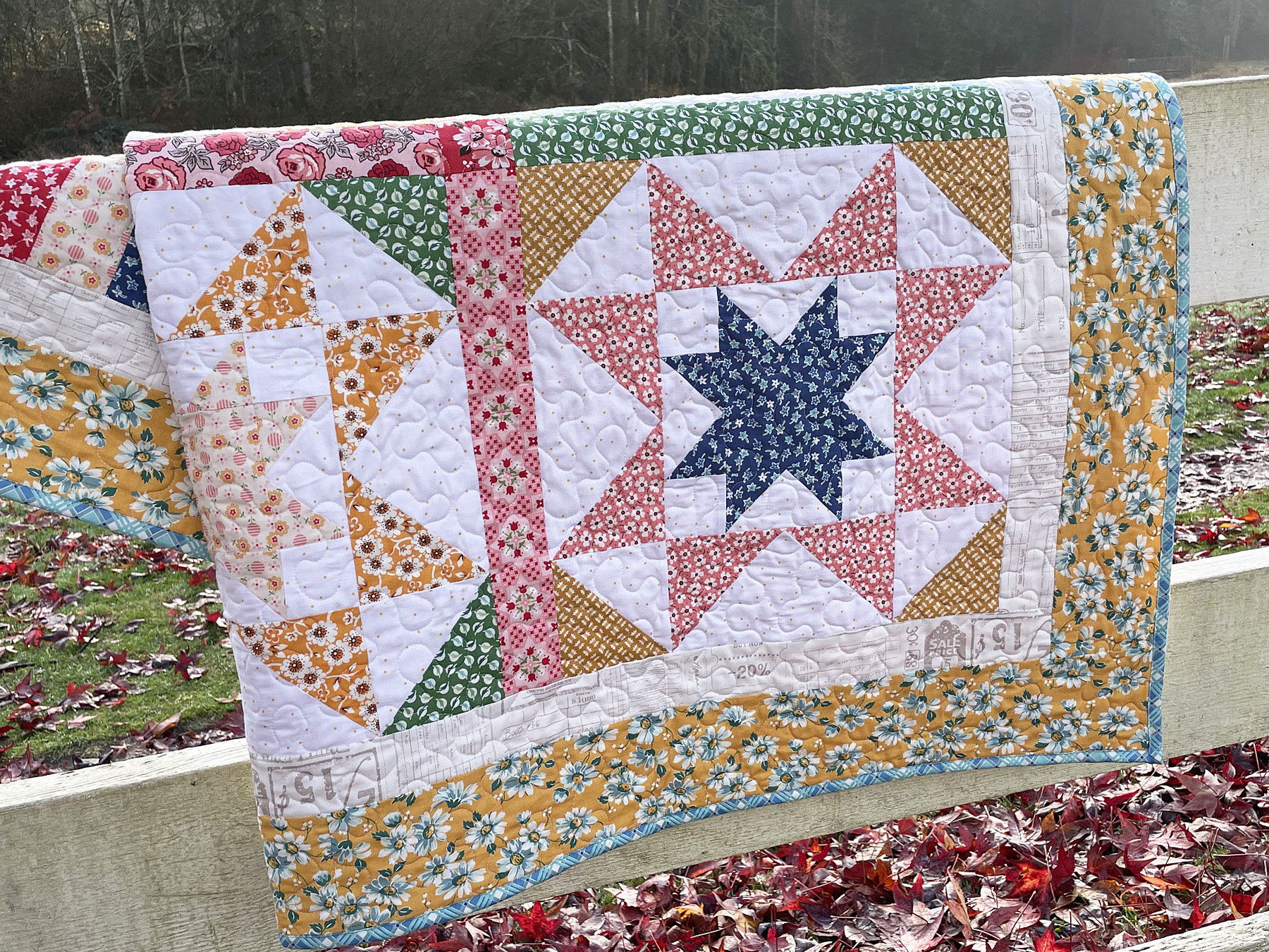 A Bit of Scrap Stuff - Sewing, Quilting, and Fabric Fun: Flea Market Starlight Double Quilt