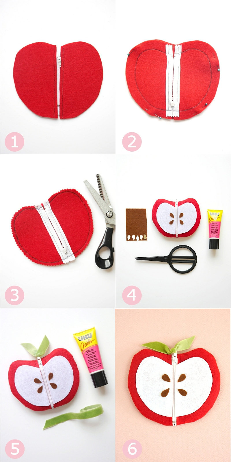 DIY Apple Shaped Zipper Pouch - Party Ideas | Party Printables Blog
