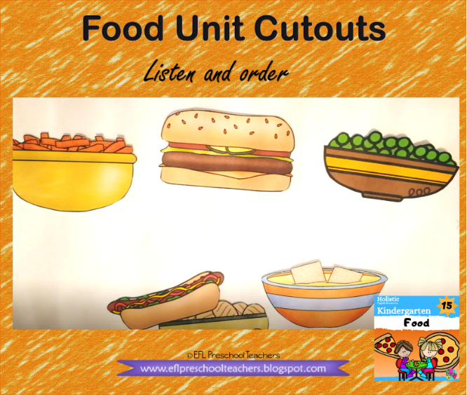 ESL/EFL Preschool Teachers: Food Unit Cutouts for Kindergarten ELL