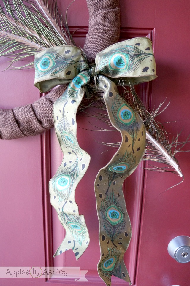 Burlap Peacock Wreath - Sugar Bee Crafts