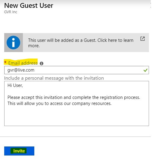 Guest user will receive the below Invitation.