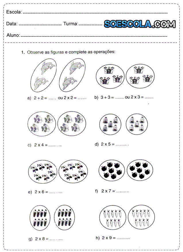 Atividades De Multiplicação 2° Ano — SÓ Escola