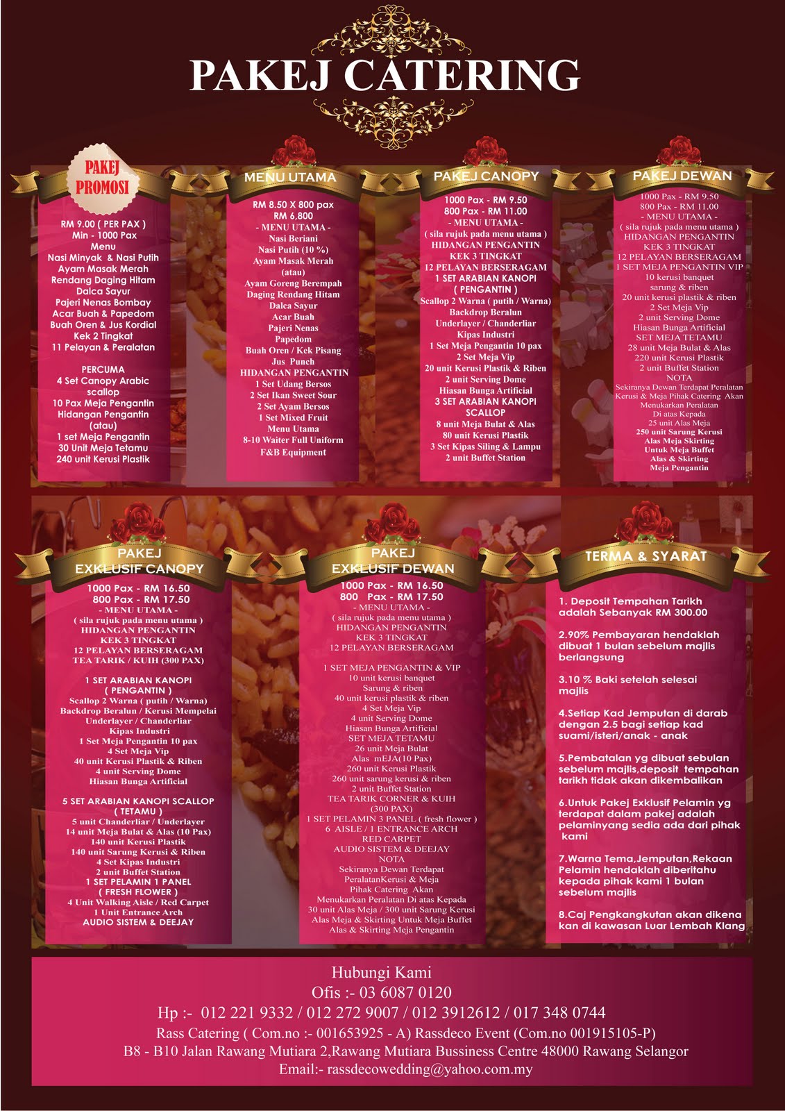 RASS DECO & WEDDINGS : 012 221 9332: PAKEJ CATERING & PAKEJ PELAMIN ...