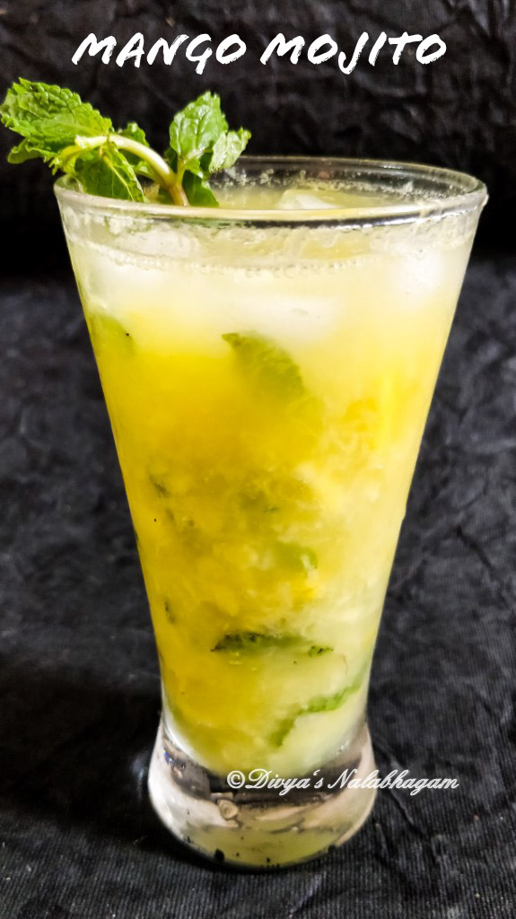 Mango Mojito | Mango Mojito Mocktail | Non alcoholic Mango Mojito drink - Divya's Nalabhagam
