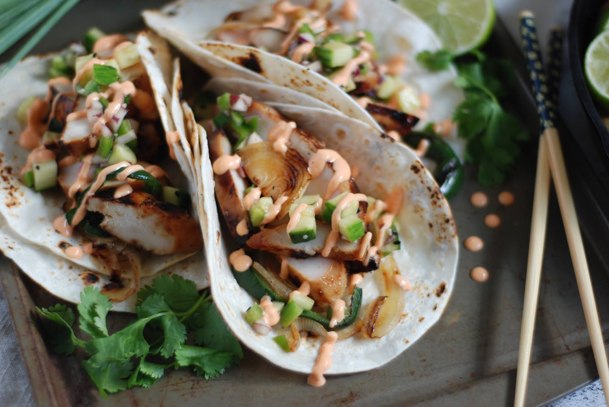 Fleur De-Lectable: Texas Seoul Chicken Fajitas with Cucumber Sesame ...