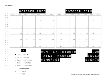 October 2020 Bullet Journal Bundle | Free Printable for Bullet Journals ...