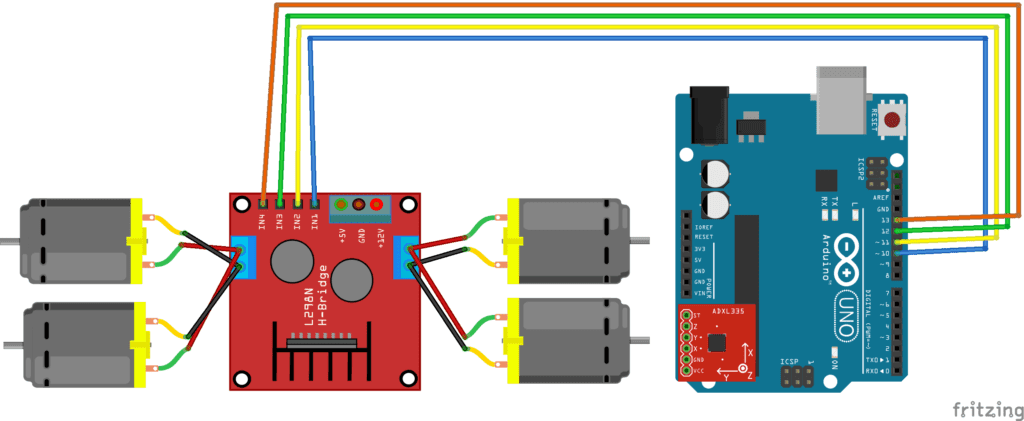 Module143.TN: ADXL335 Gesture Control Robot using Arduino