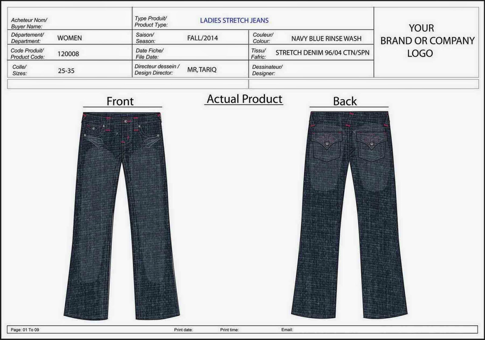 Tech Pack: Simple Denim Tech PAck