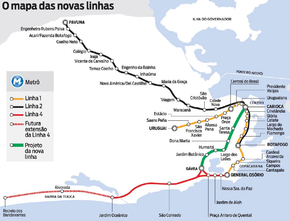Metrô do Rio (não oficial): Mapa com as Novas Licitações