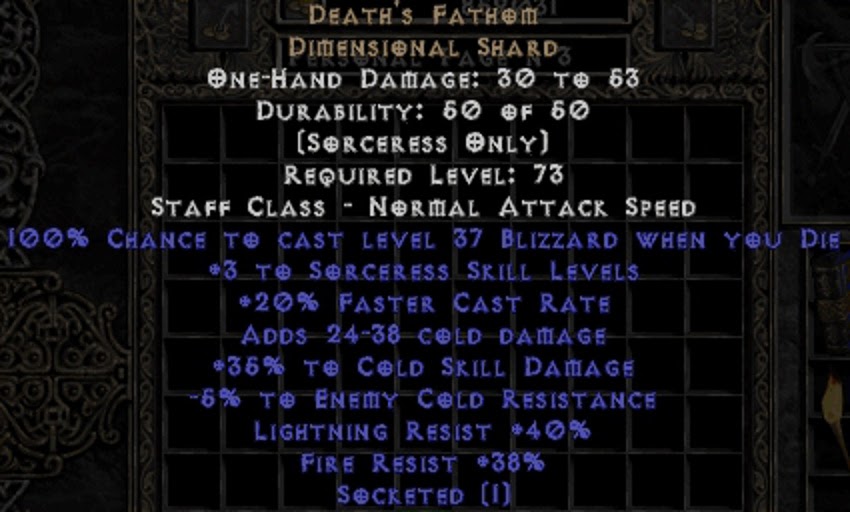 Best cRPGs: DEATH'S FATHOM dimensional shard, Diablo 2 Resurrected