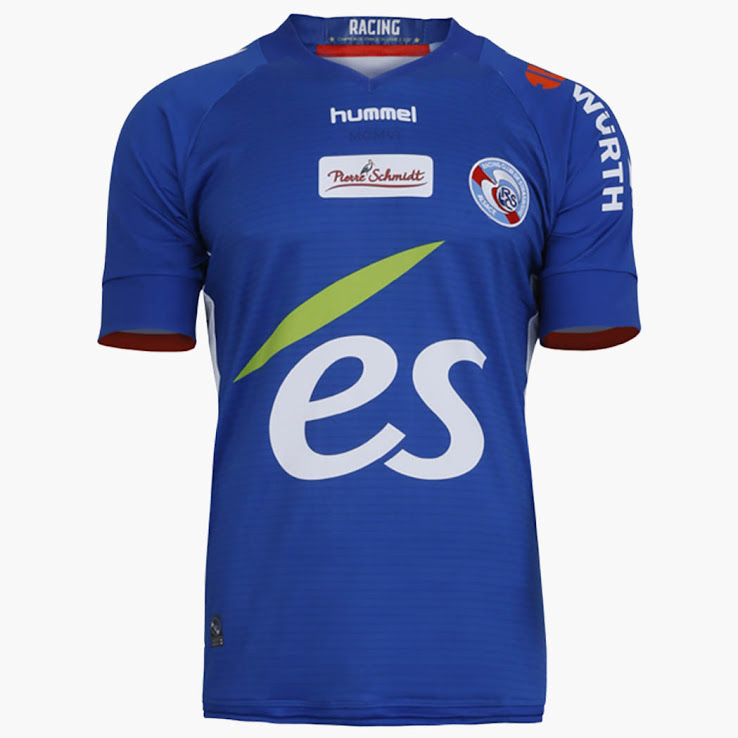 Plastered By Sponsors - Unique Hummel RC Strasbourg 17-18 Ligue 1 Home ...