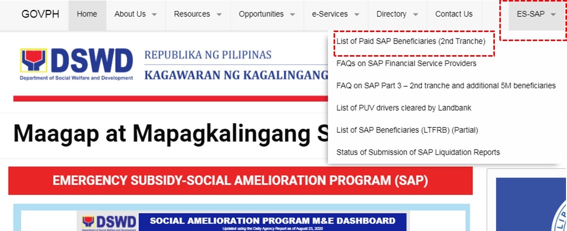 How to check DSWD list of paid SAP 2nd tranche beneficiaries
