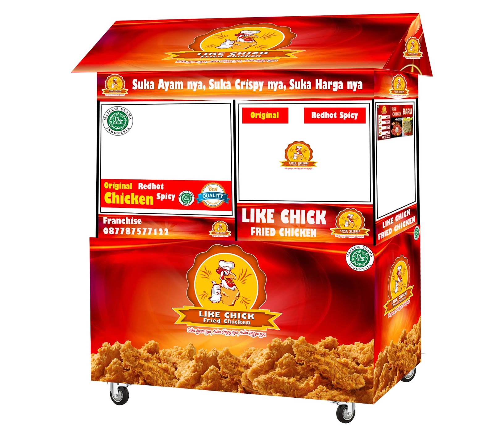 Booth, Logo, Banner, Poster dan Brosur Perusahaan Makanan Like Chick ...
